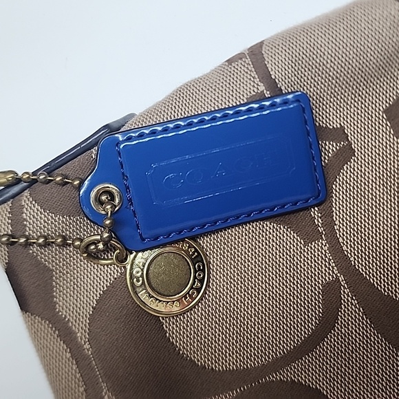 Coach | Bags | Coach Khaki Signature Monogram Shoulder Bag With Royal ...
